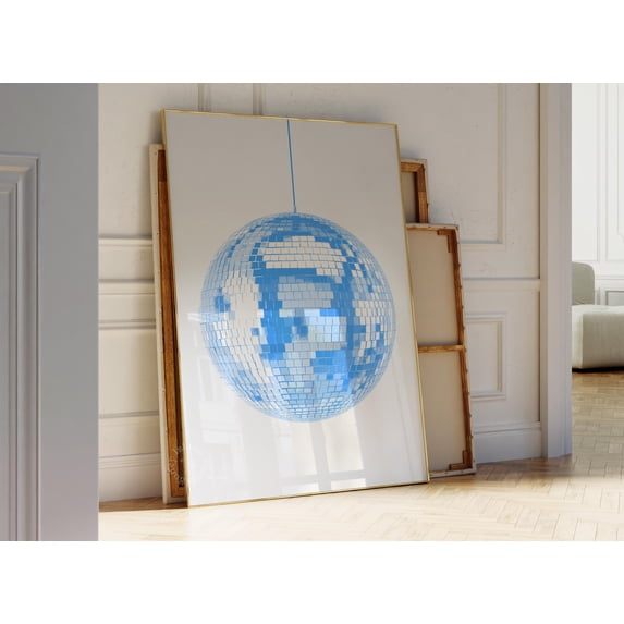 Blue Disco Ball Poster Retro Bar Cart Dorm Decor , Poster Print Only ...
