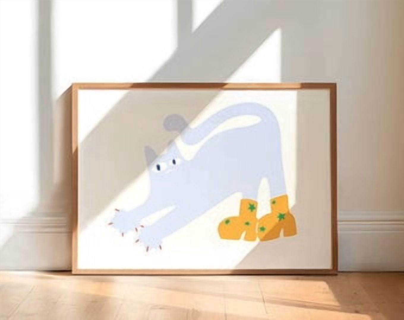 Blue Disco Cat Poster Platform Boots Funny Cartoon Wall Art , Poster ...