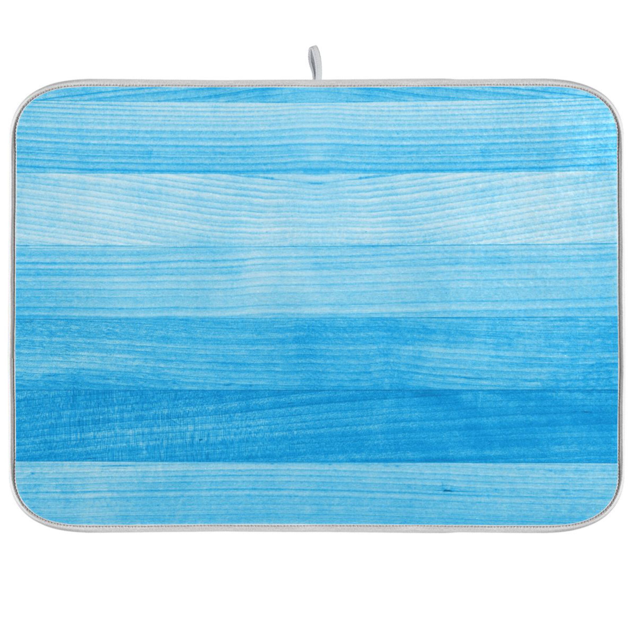 Blue Dish Drying Mat Microfiber Kitchen Mats Large Counter Absorbent ...