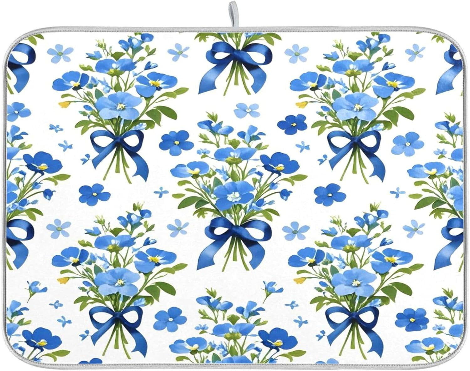 Blue Dish Drying Mat Quick Dry Dish Mat for Kitchen Counter Hanging ...