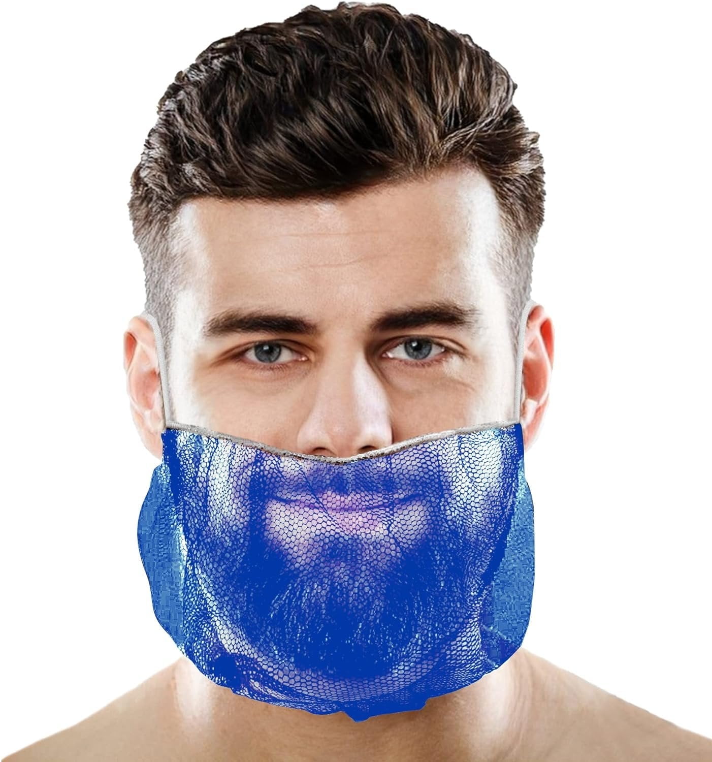 Blue Disposable Beard Nets for Men Food Service, 18 Inch. Pack of 100 ...