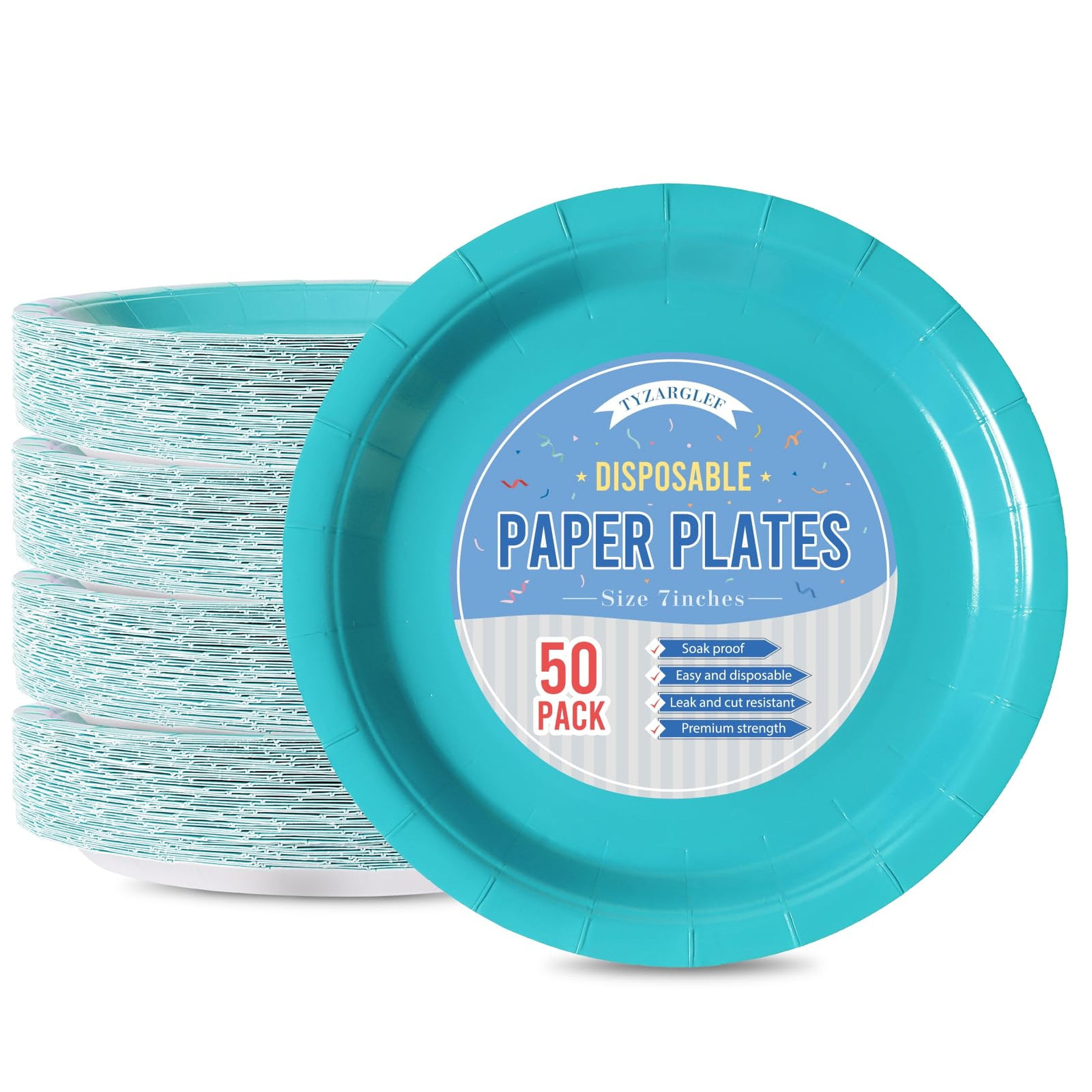 Blue Disposable Dessert Plates - 50 Count Sturdy Cake Plates for ...