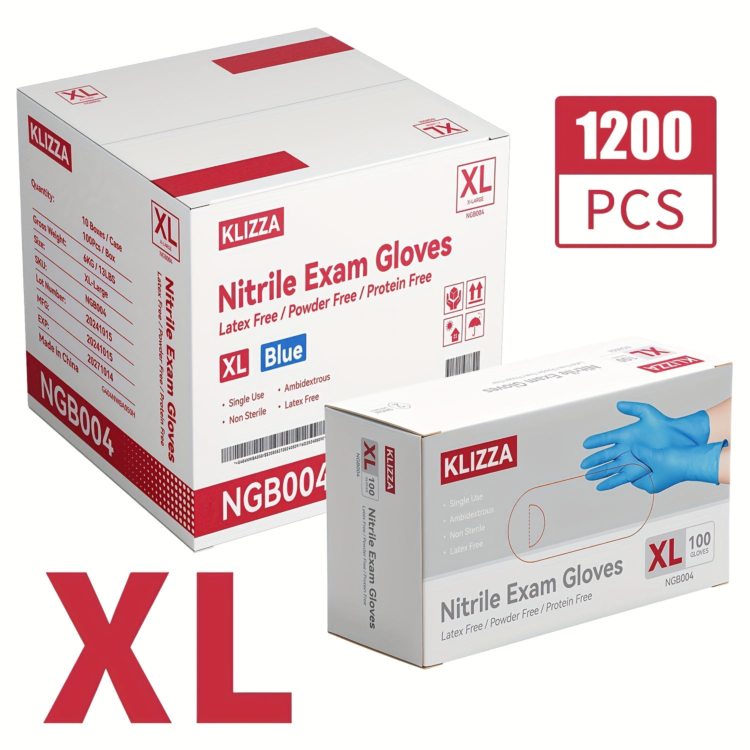 Blue Disposable Nitrile Gloves 800/1000/1200pcs - Latex/Powder-Free, S ...