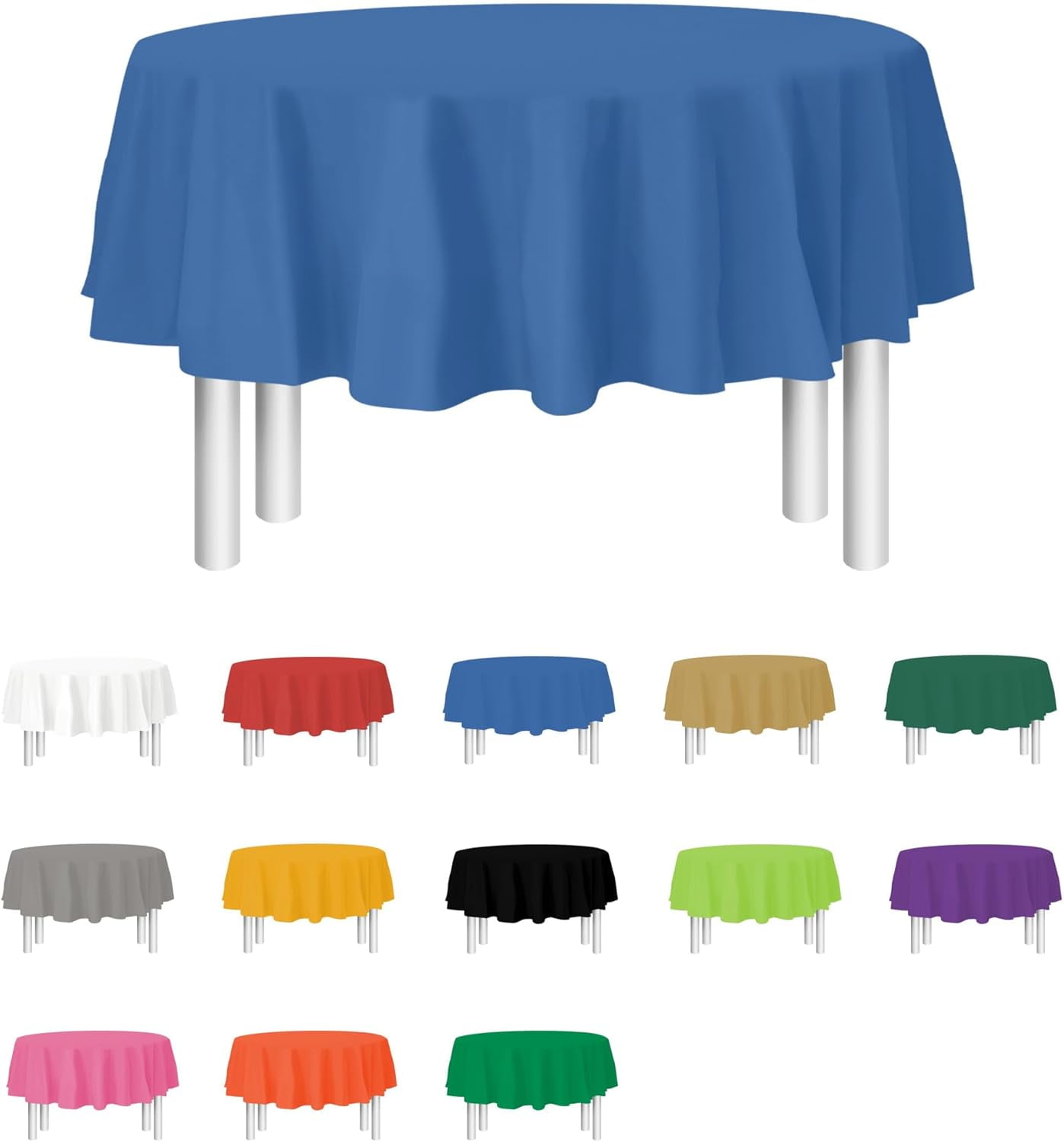 Blue Disposable Plastic Tablecloth for Round Tables (36 Pack) Table ...