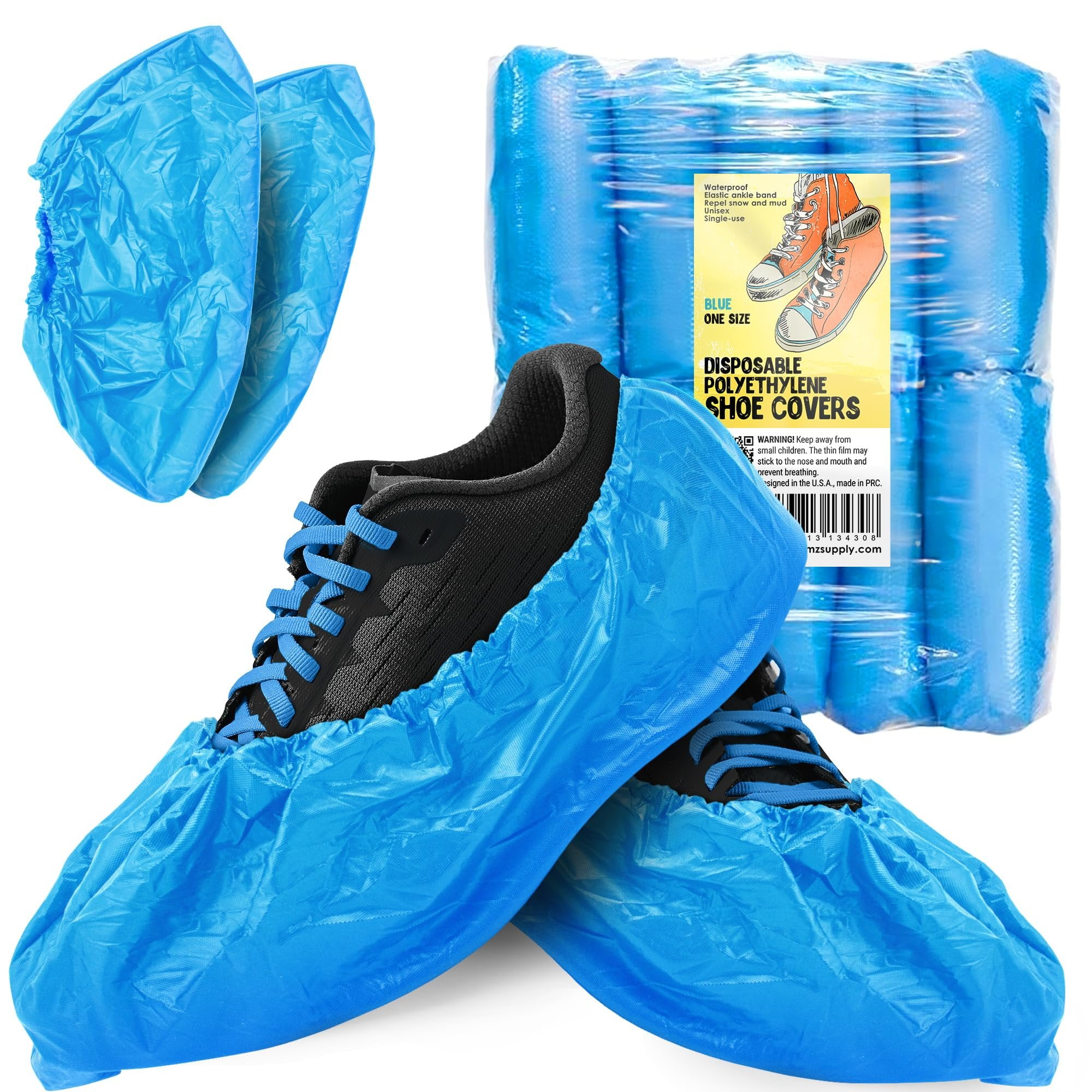 Blue Disposable Shoe Covers for Indoors, 15.75 x 6 inch. 2000 Pack CPE ...
