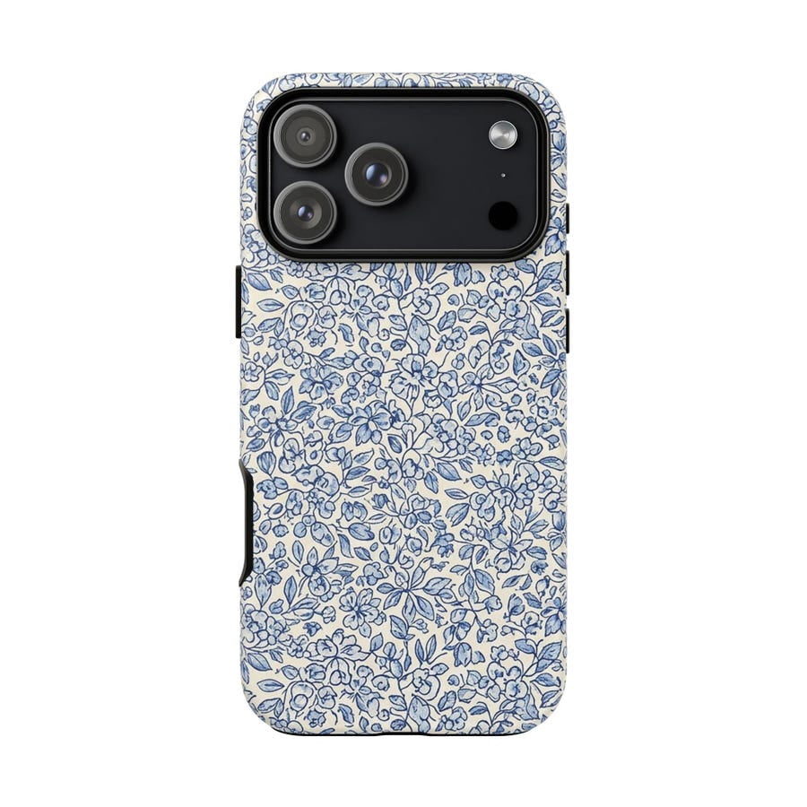 Blue Ditsy Floral Garden Print Case for iPhone 11 12 13 14 15 16 17 Pro ...