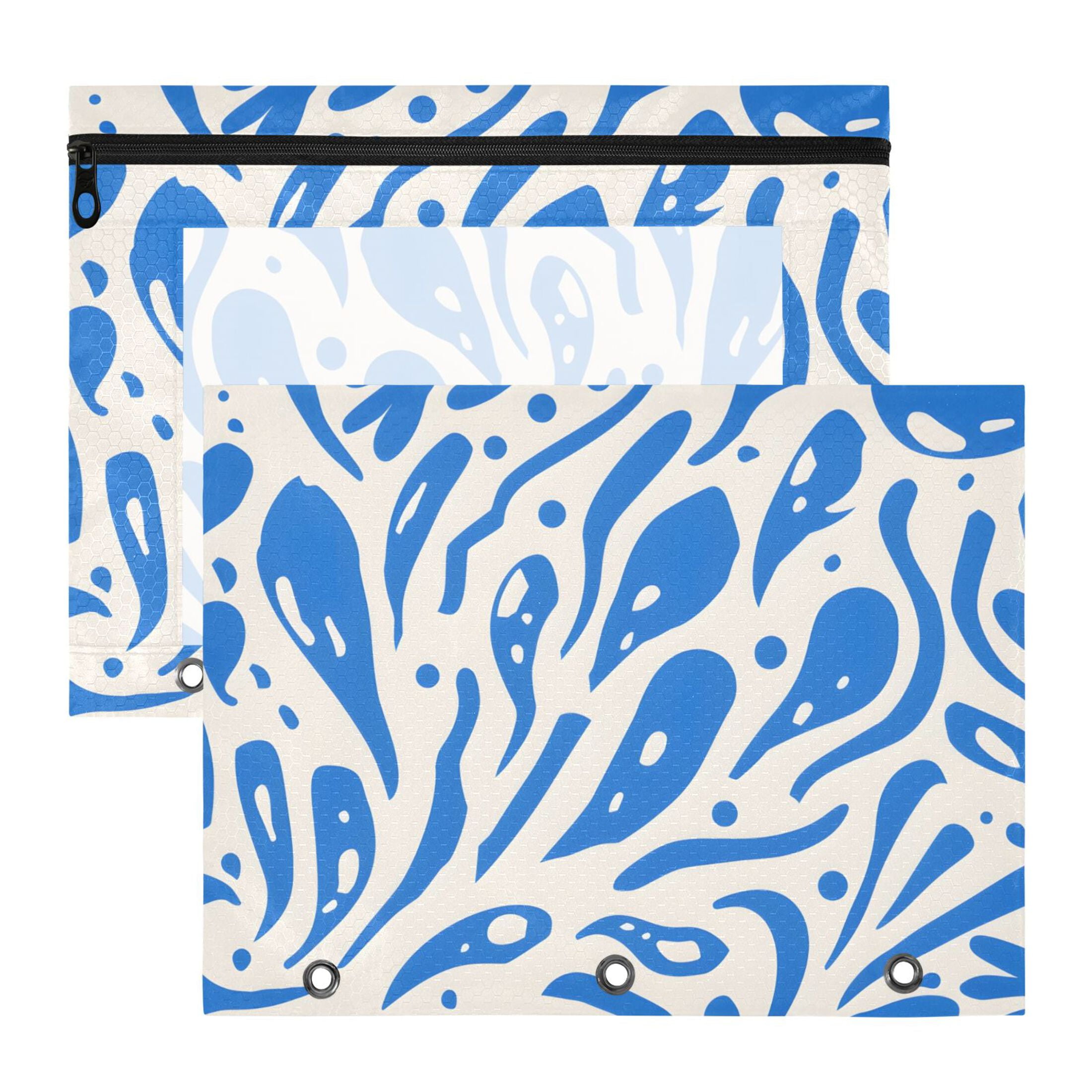 Blue Doddle Graffiti 3-Ring Binder Pouches A4 Size Zipper Pocket File ...