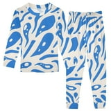 Blue Doddle Graffiti Cotton Pajama Set Long Sleeve Top and Pants ...