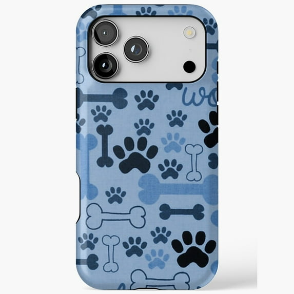 Blue Dog Bones And Paw Prints Pattern Phone Cover for iPhone 11 12 13 ...