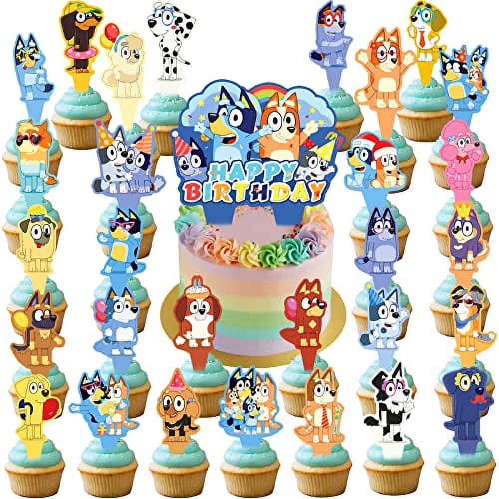 Blue Cartoon Dog Birthday Cake Toppers, by TTCR (30 Count) - Walmart.com