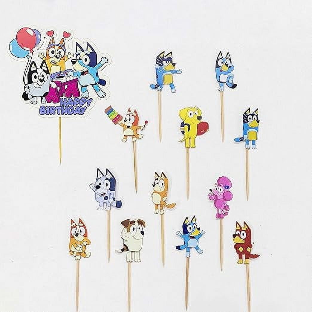 Blue Dog Cake Topper Decorations Cupcake Toppers Cartoon Dog Happy ...