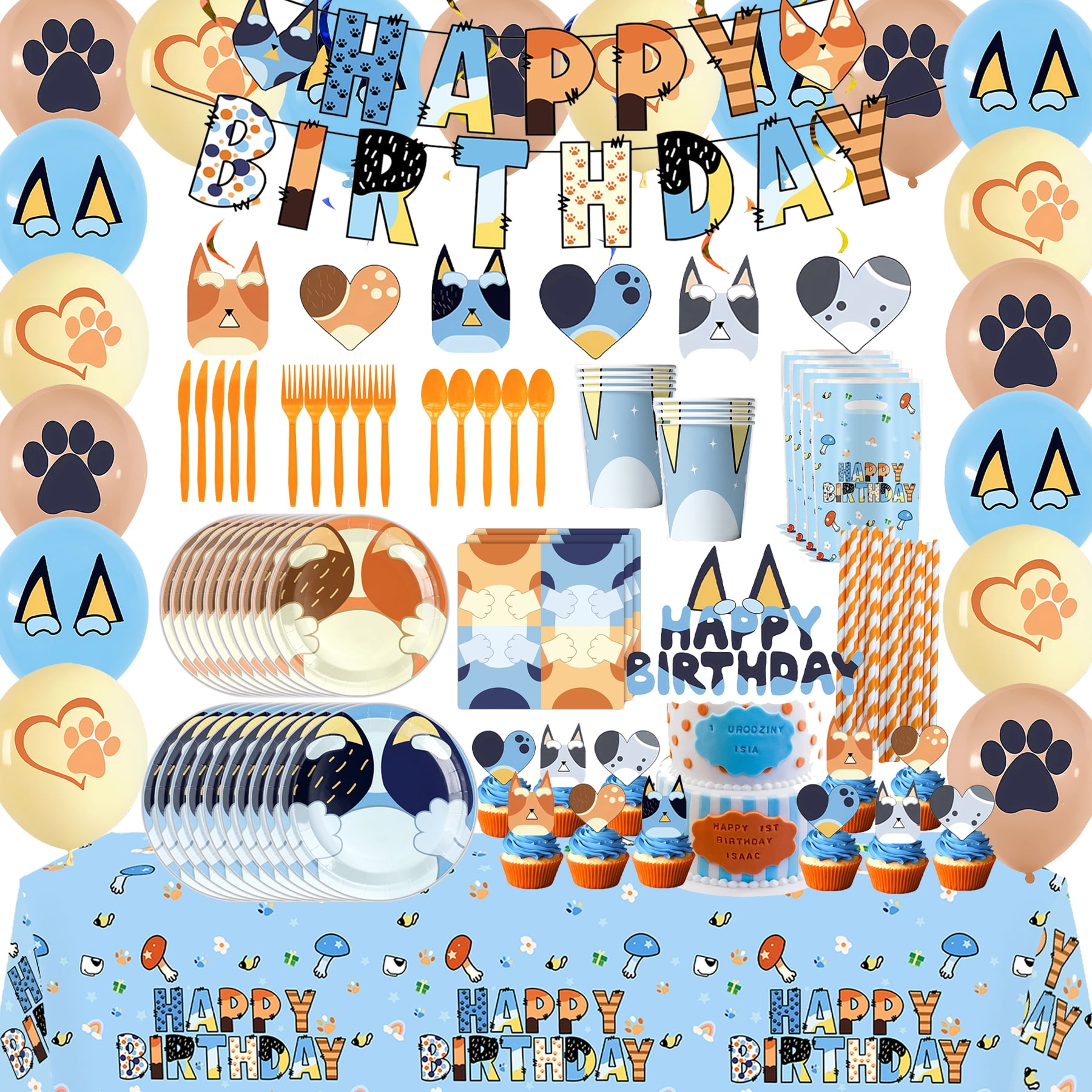 Blue Dog Cartoon Party Supplies, Party Birthday Decorations Favor ...
