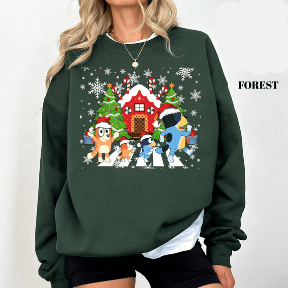 Blue Dog Family Christmas Sweatshirt, Cute Holiday Matching Family ...
