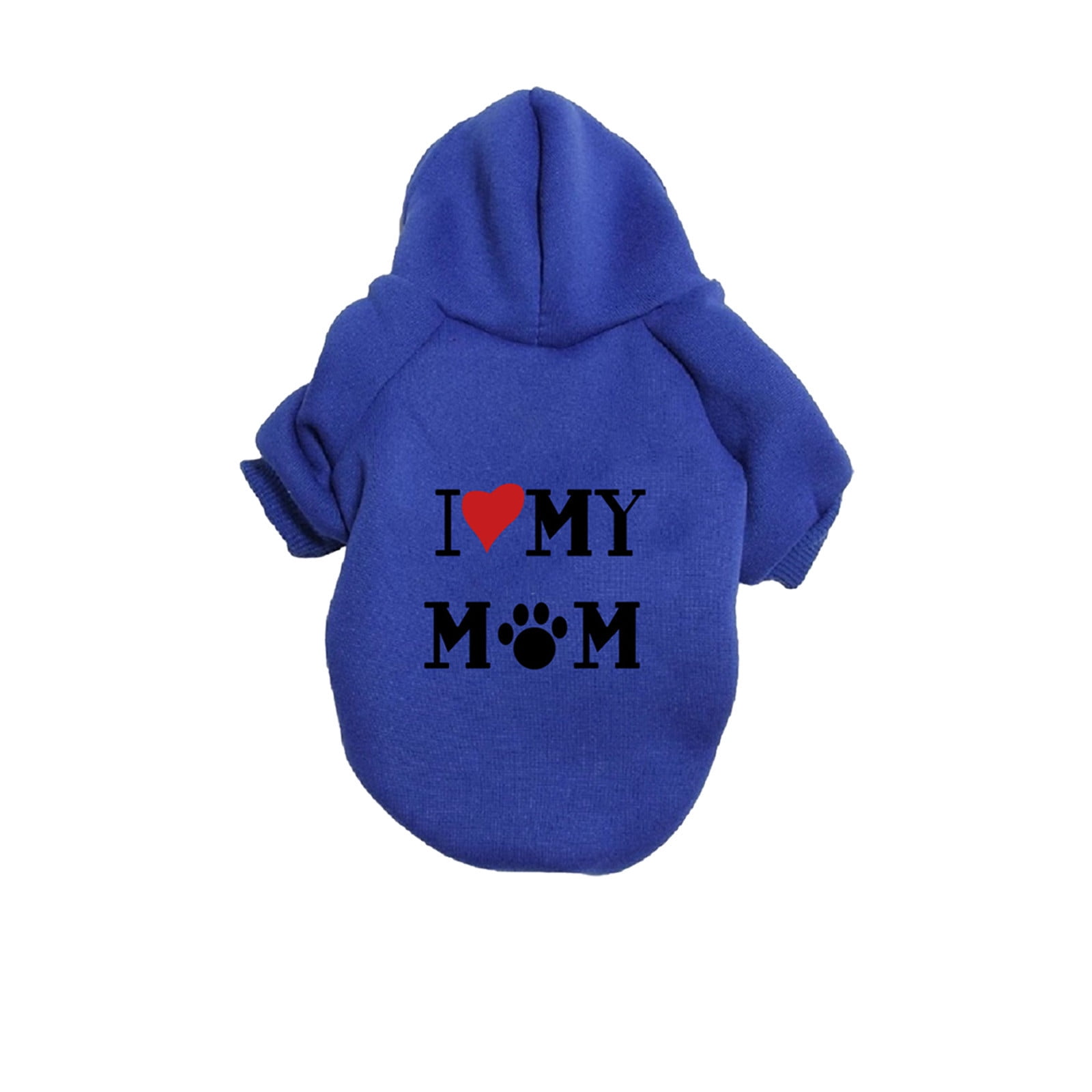 Blue Dog Hoodie Pet Sweater Fleece Clothing With I Love My Mom Print ...