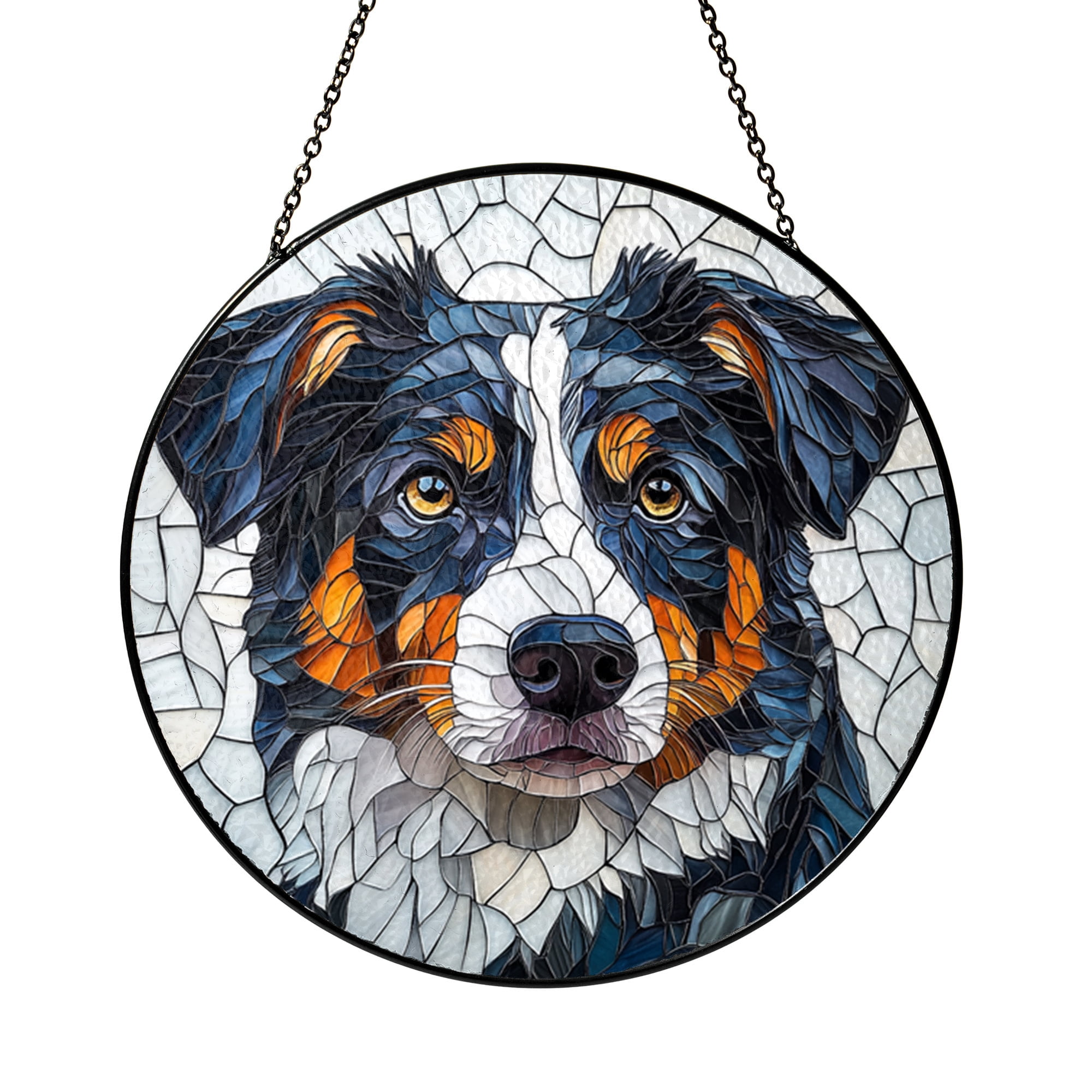 Blue Dog Inspired Stained Glass Style Panel – Window Decoration ...