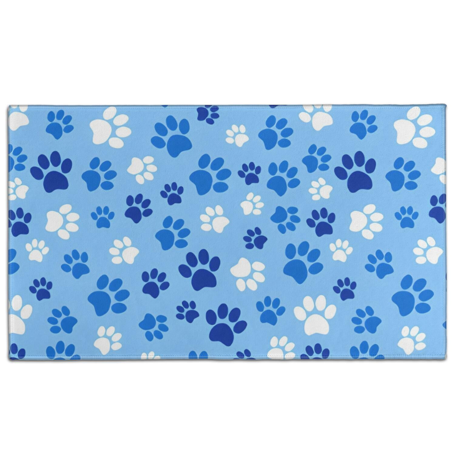 Blue Dog Paw Footprint Door Rugs,Washable Non Slip Door Mats Indoor ...
