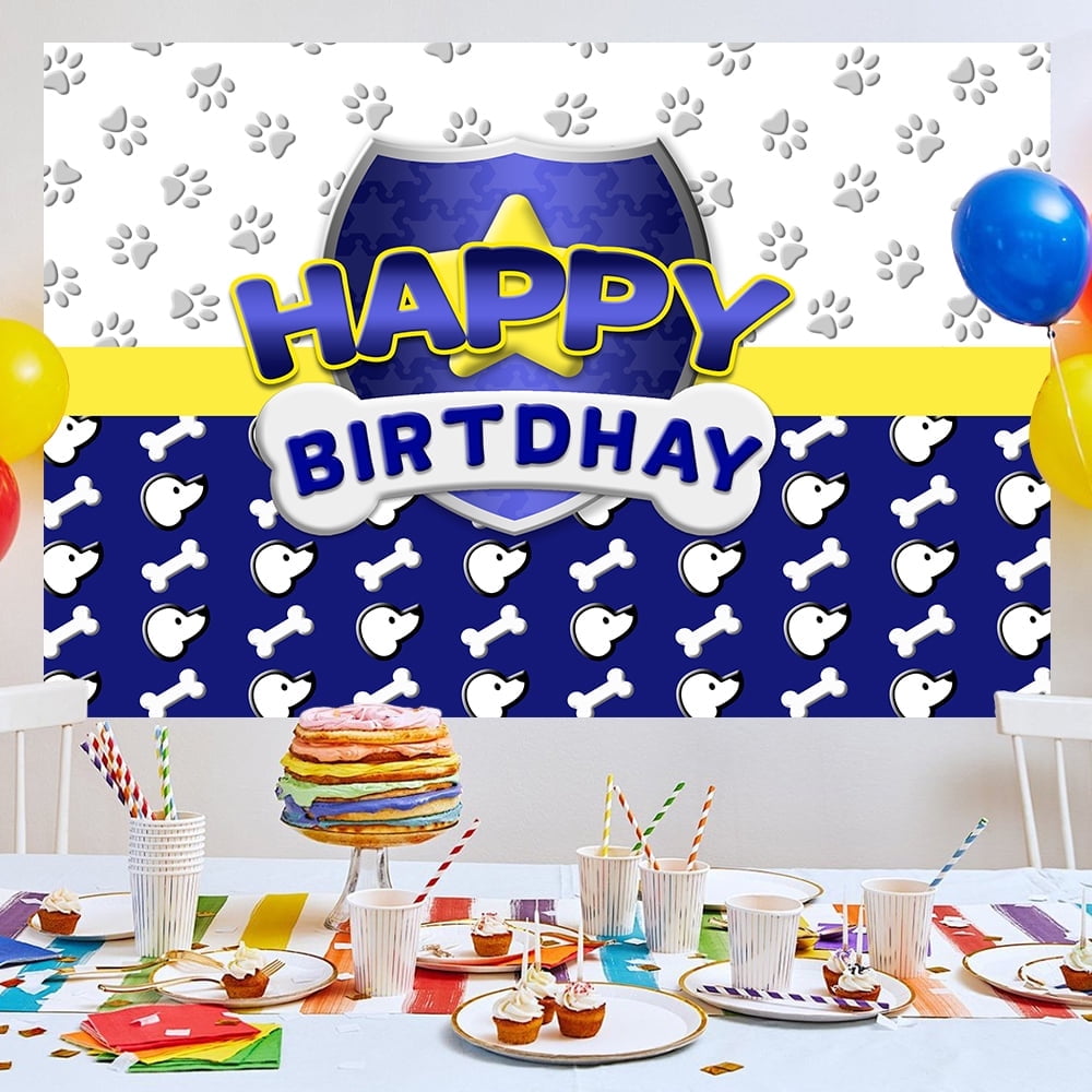 Blue Dog Paw Party Decorations Backdrop, Dog Paw Theme Party ...