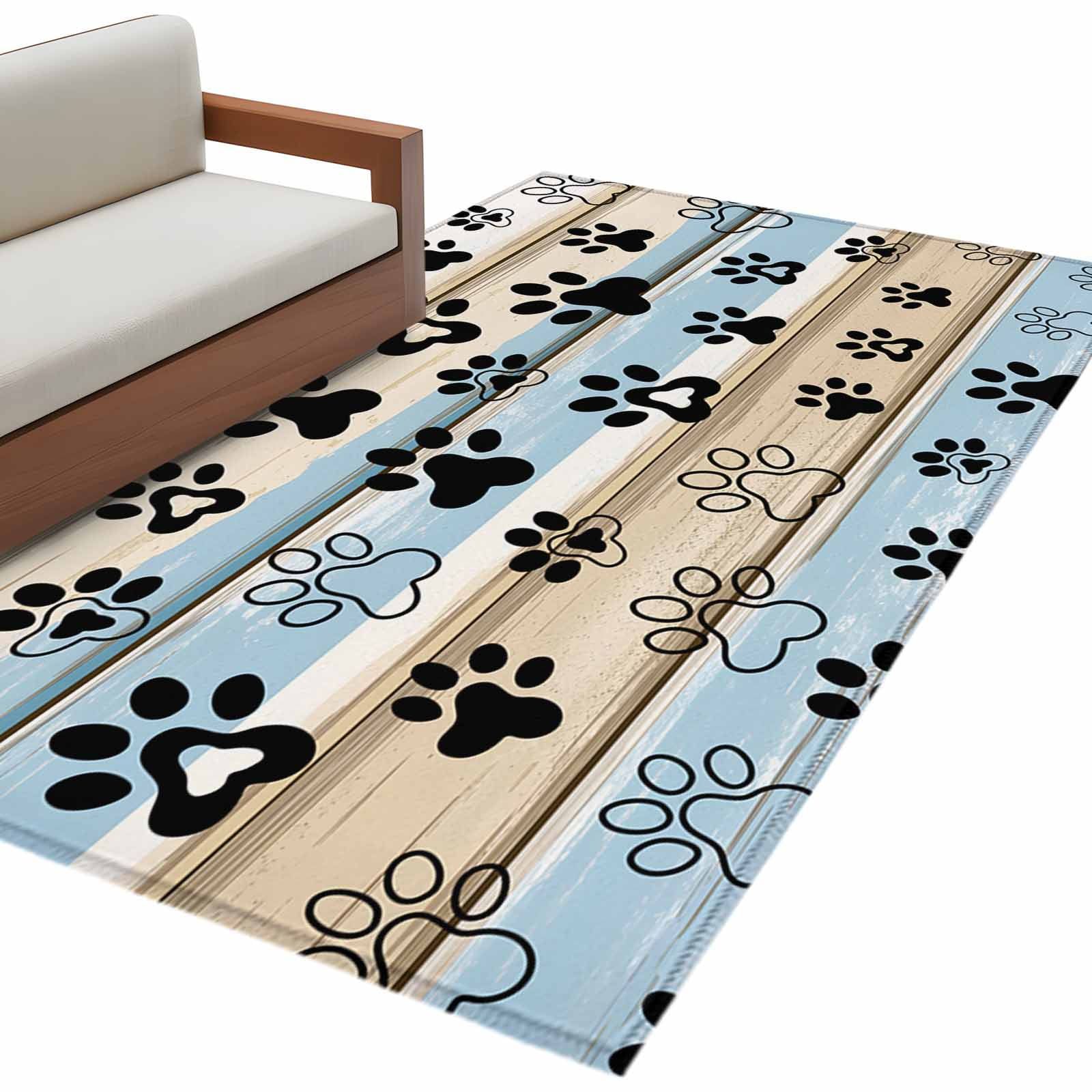 Blue Dog Paw Print Area Rug Washable 3x5 Entryway Rug Non-Slip Indoor ...
