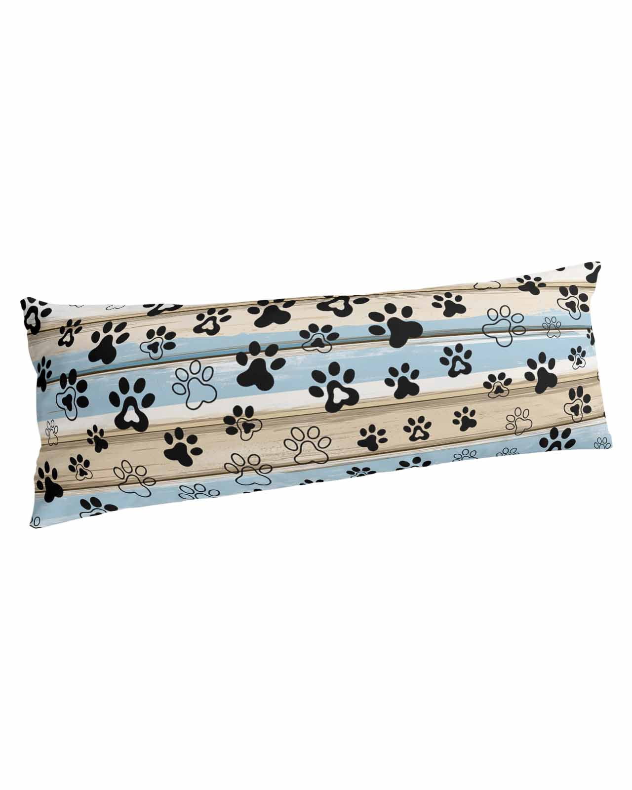 Blue Dog Paw Print Body Pillow Covers, Vintage Farmhouse Rustic Wooden ...