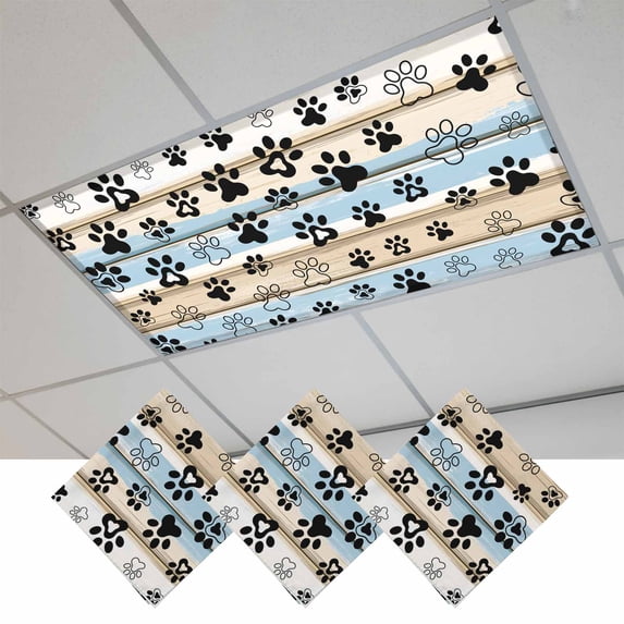 Blue Dog Paw Print Fluorescent Light Covers, Vintage Farmhouse Rustic ...