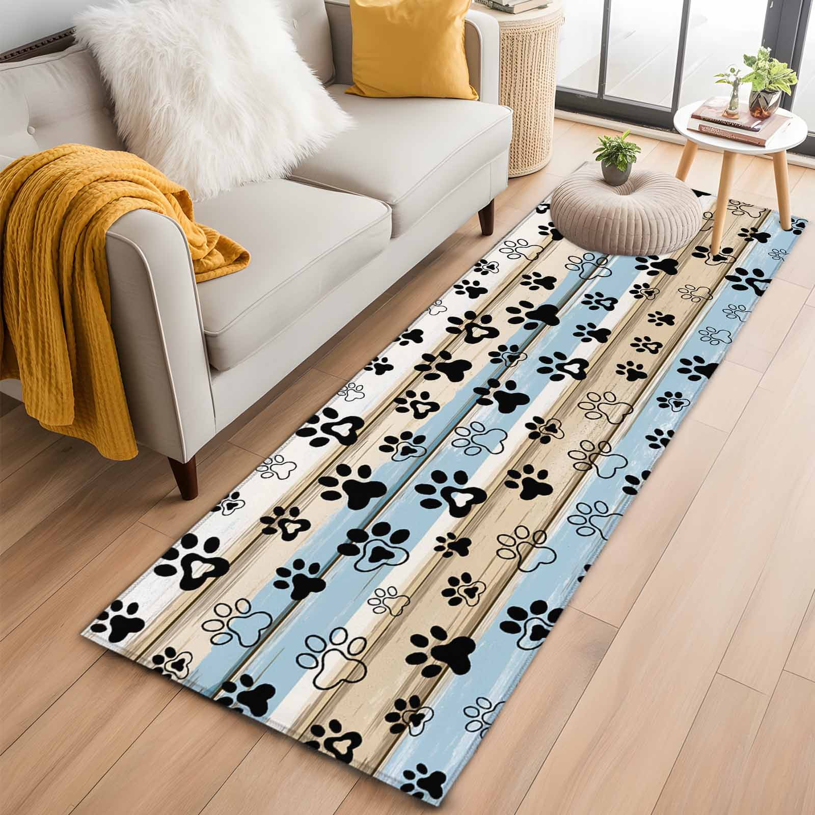 Blue Dog Paw Print Kitchen Runner Rug 2x6 Washable Runners for Hallway ...