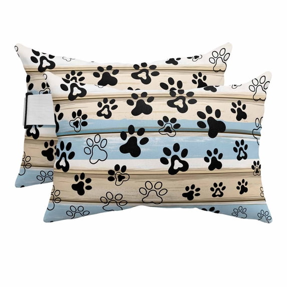 Blue Dog Paw Print Outdoor Pillows for Chaise Lounge Chair Beach ...