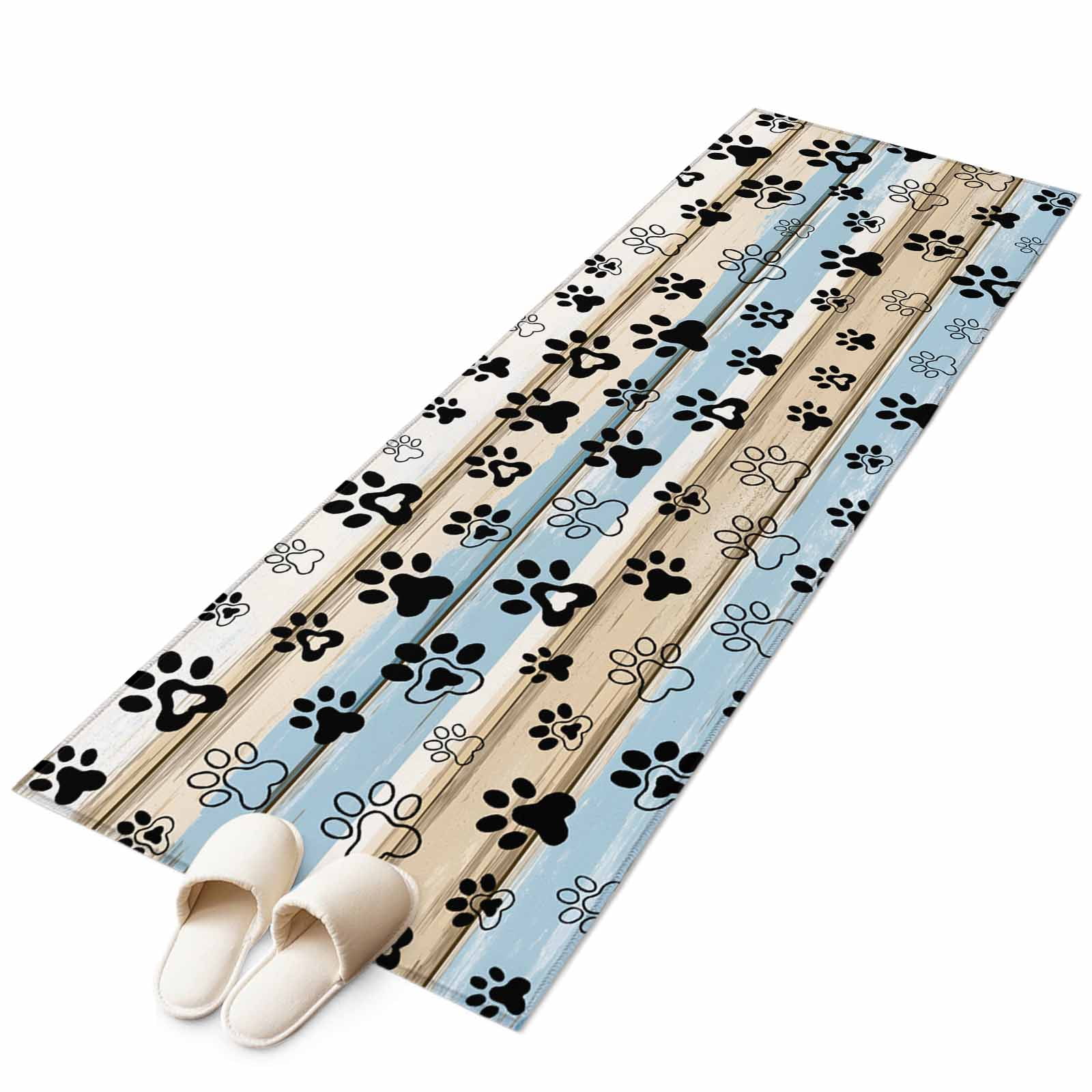 Blue Dog Paw Print Runner Rug 2x6 Washable Kitchen Rug Non-Slip ...
