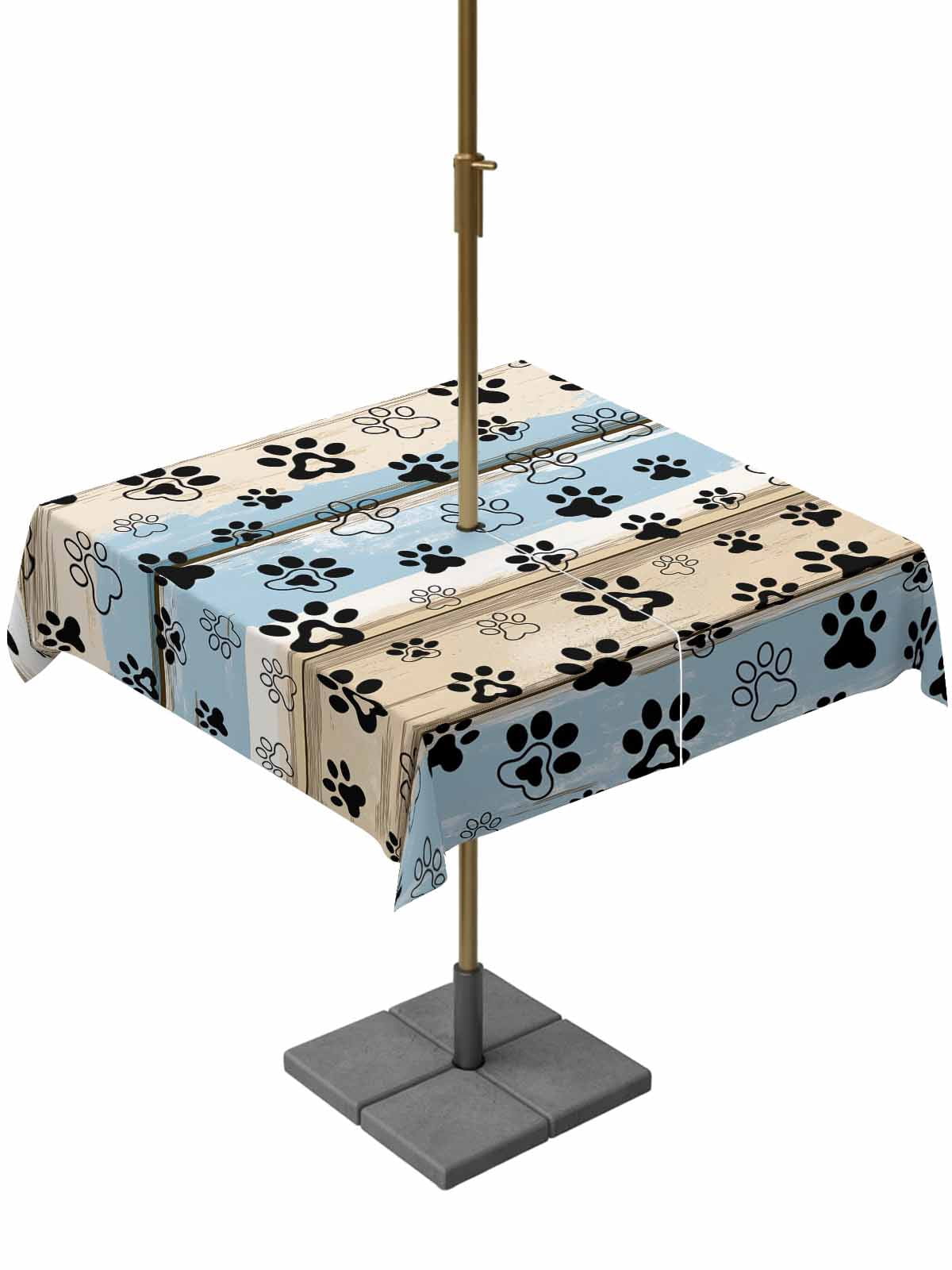 Blue Dog Paw Print Table Cloth Rectangle Outdoor Tablecloth, Vintage ...