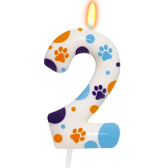 Number 2 Blue Dog Paw Birthday Candles, Dog Themed Party Decorations, 2 ...