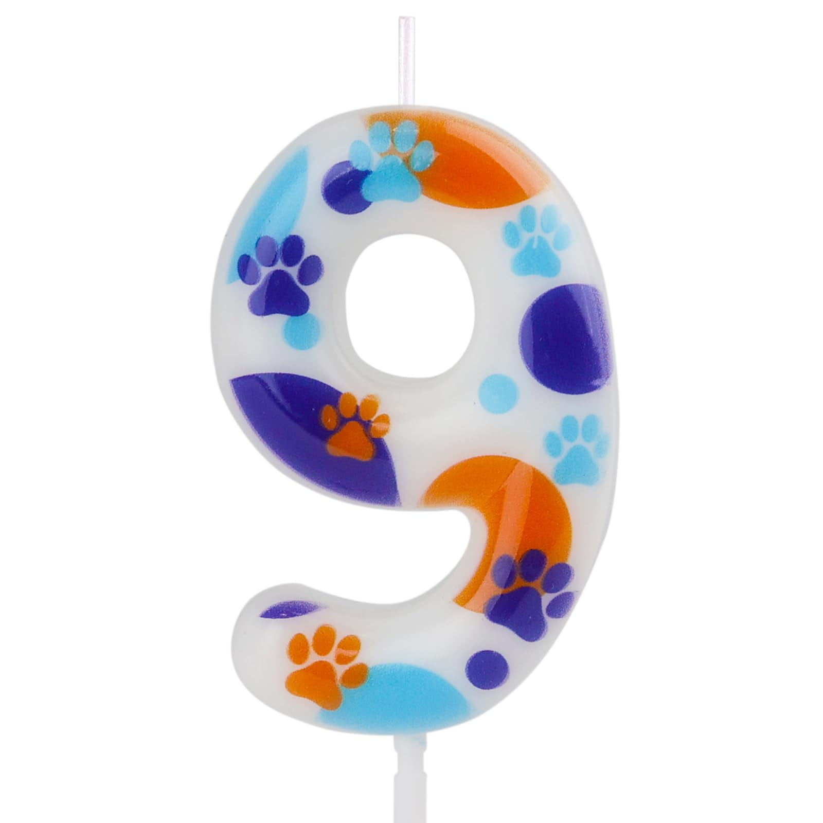 Blue Dog Paw Themed Birthday Candles, Number 9 Dog Birthday Party ...
