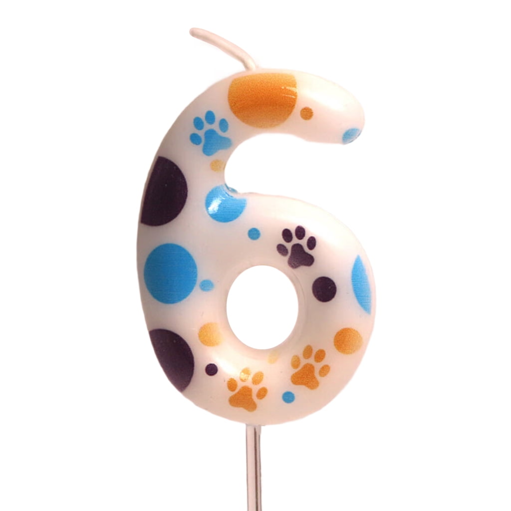 Blue Dog Paws Print Birthday Candle 0-9 Digital Candle Numeral Toppers ...