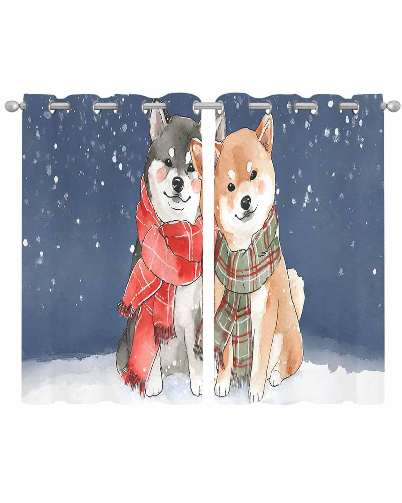 Blue Dog Sheer Curtains 45 Inch Length 2 Panels Set for Living Room ...