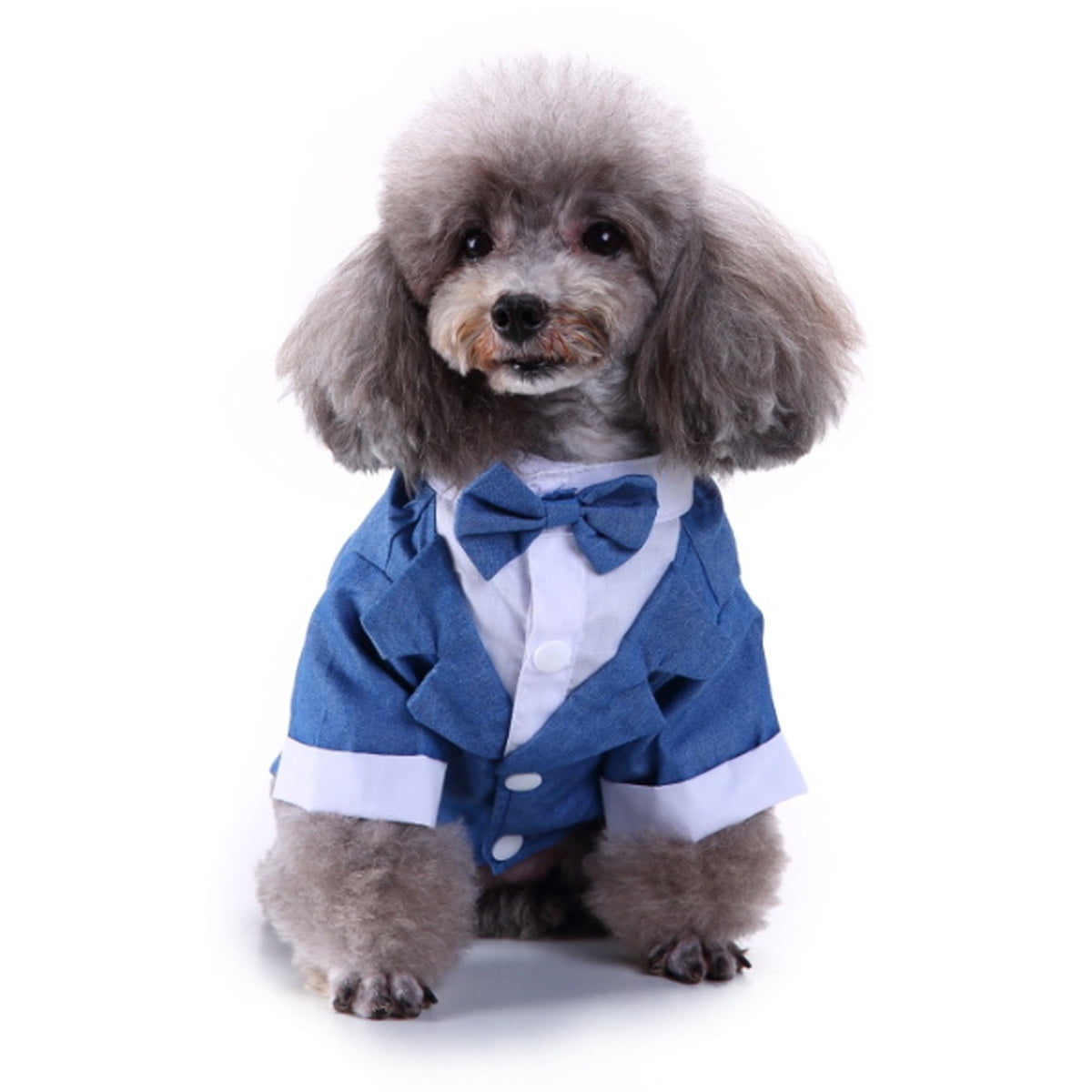Blue Dog Tuxedo Shirt & Tie Set for Puppies, Formal Dog Costume Wedding ...