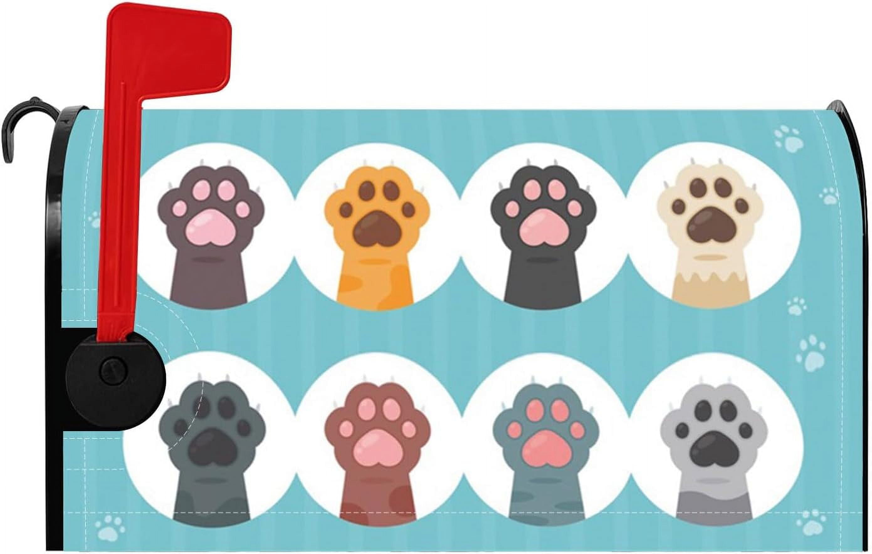 Blue Dogs Cats Footprint Mailbox Covers Colorful Cute Animal Claw ...