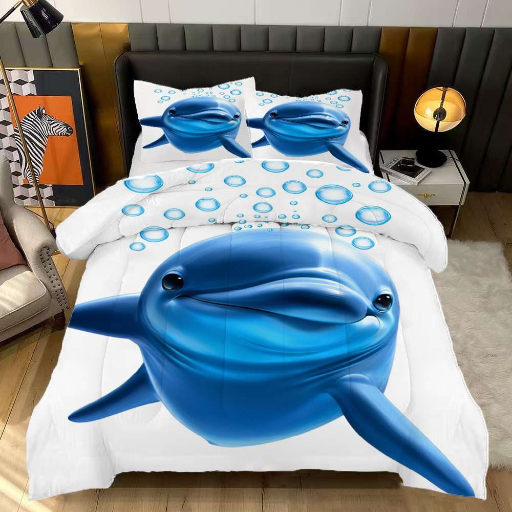 Blue Dolphin Bubble Design Comforter Set Full Size Bedding Set For ...