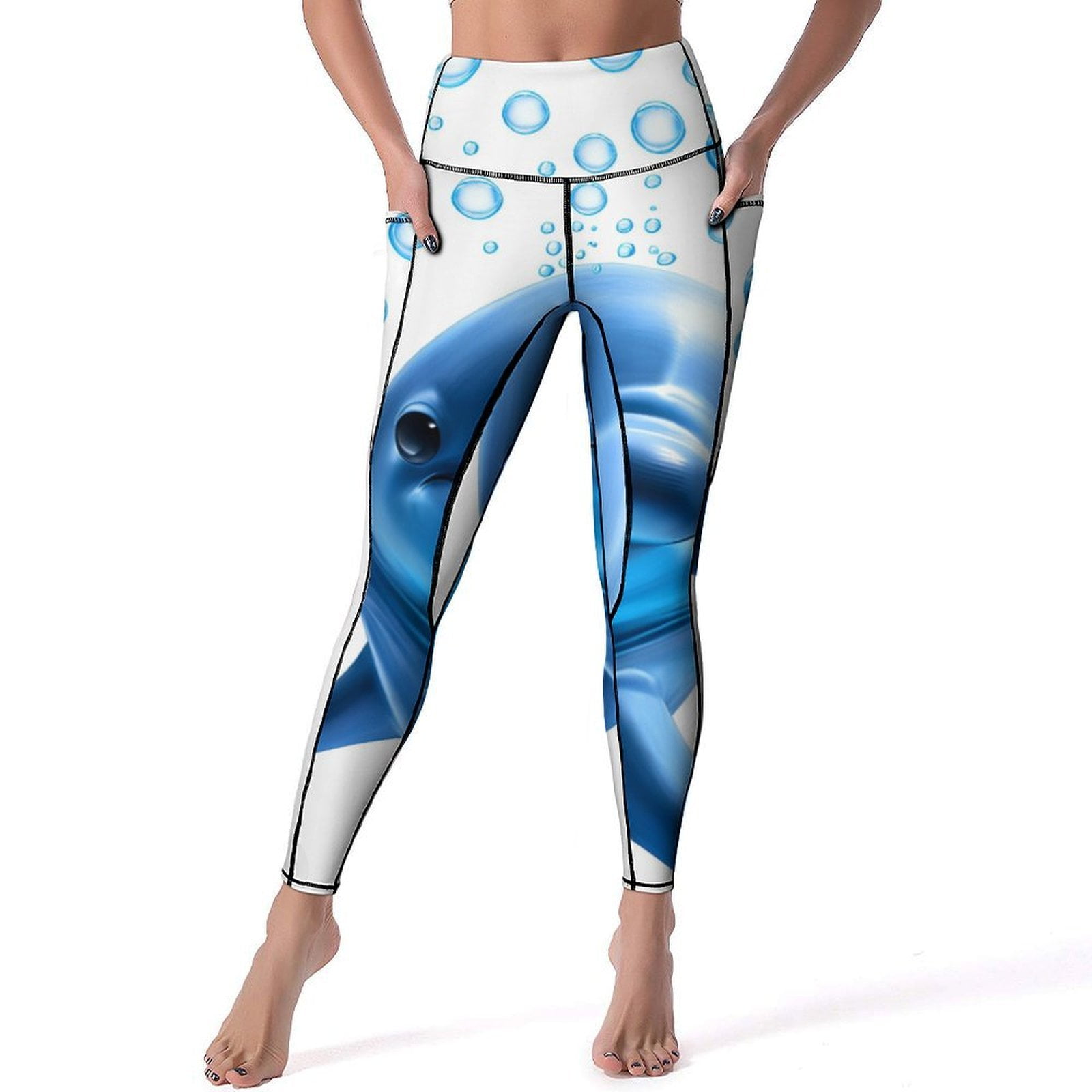 Blue Dolphin Bubble Design Leggings Gym Wear Gym Sportswear Woman Tight ...