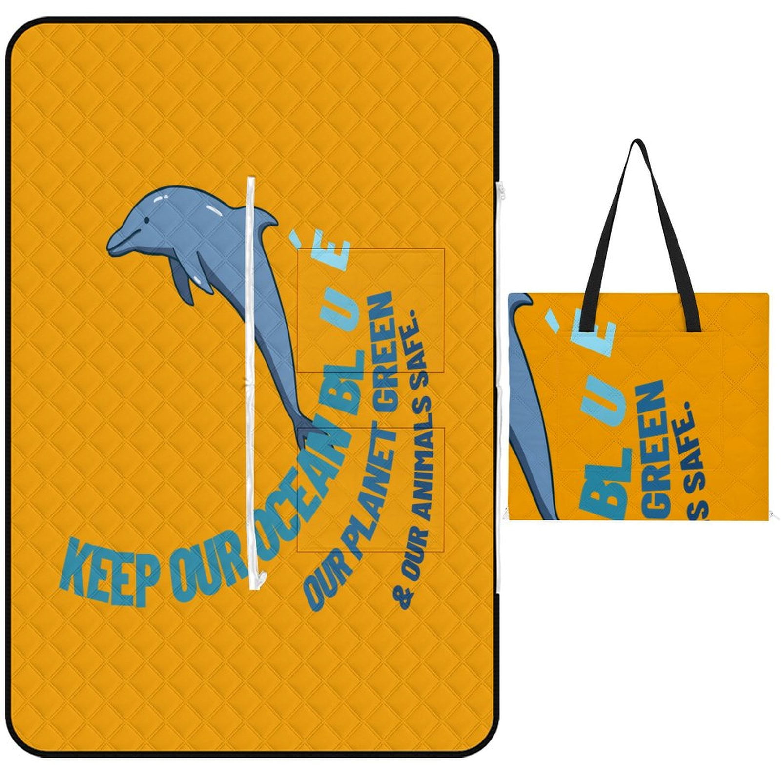 Blue Dolphin Letter Sea Wave Environmental Protection Waterproof Beach ...