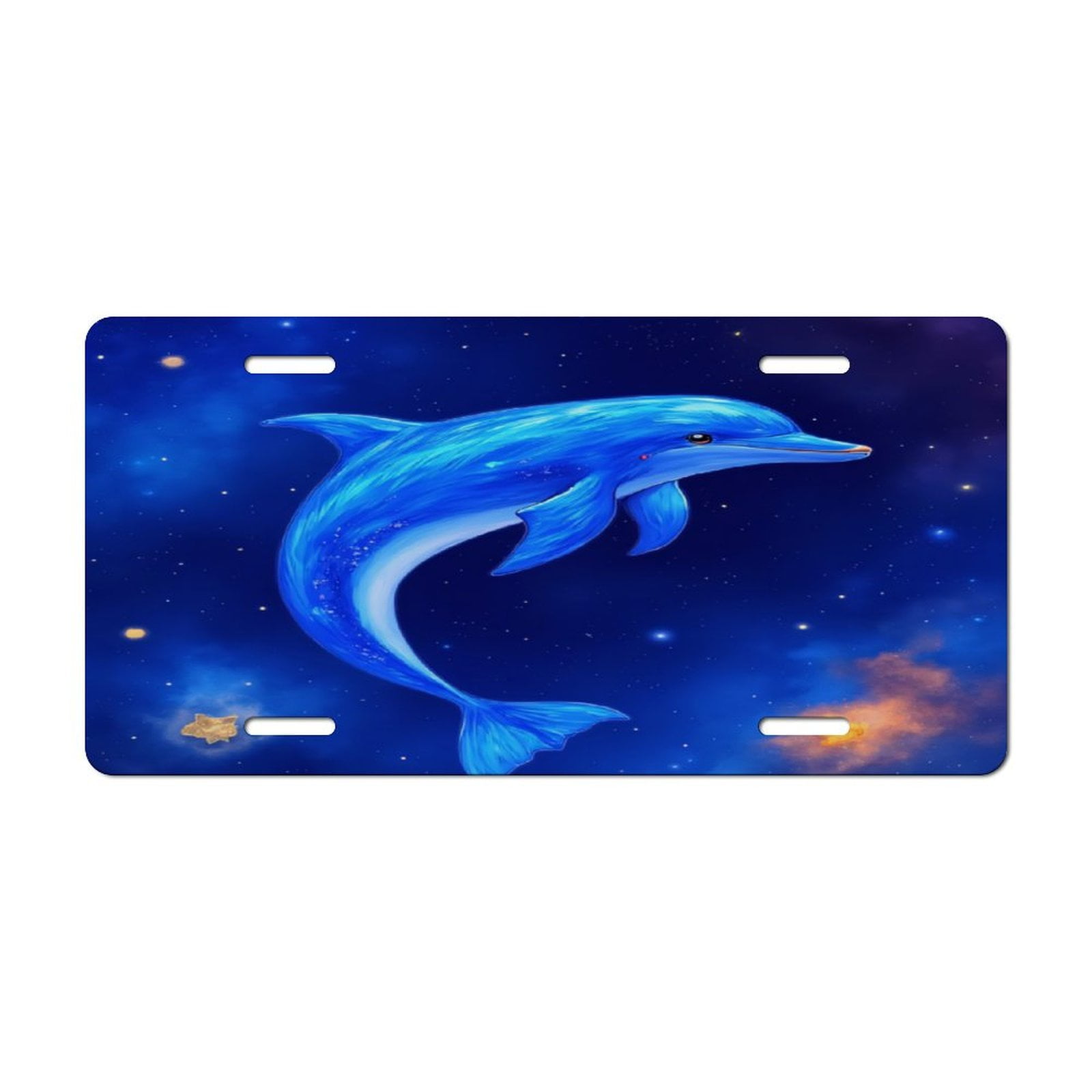 Blue Dolphin in Space Car Decorative Front License Plate,Vanity Tag ...