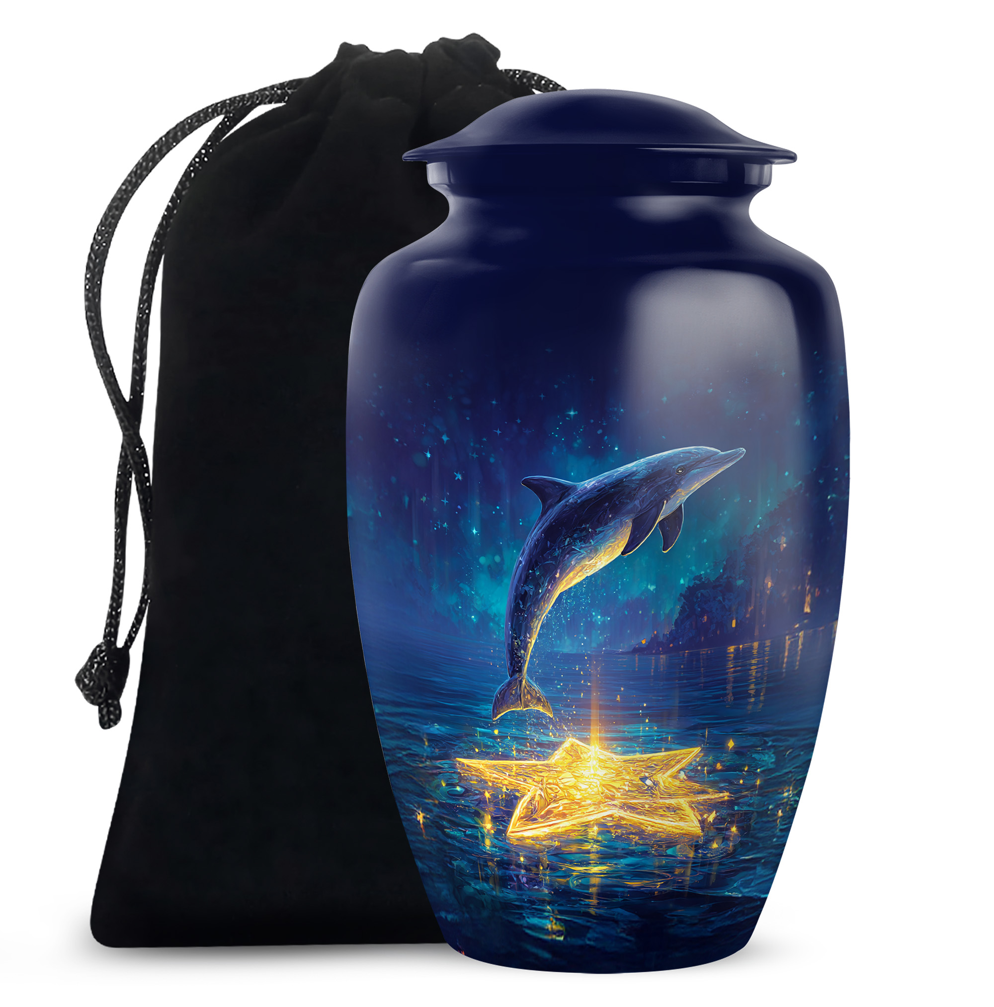 Blue Dolphin Urn For Human Ashes Adulat Man - Dolphin & Star Fish ...