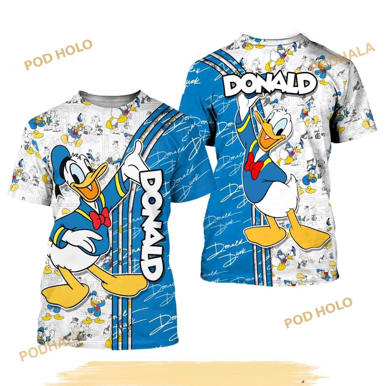 Blue Donald Duck Cross Comic Book Patterns Disney Unisex 3D Shirt ...
