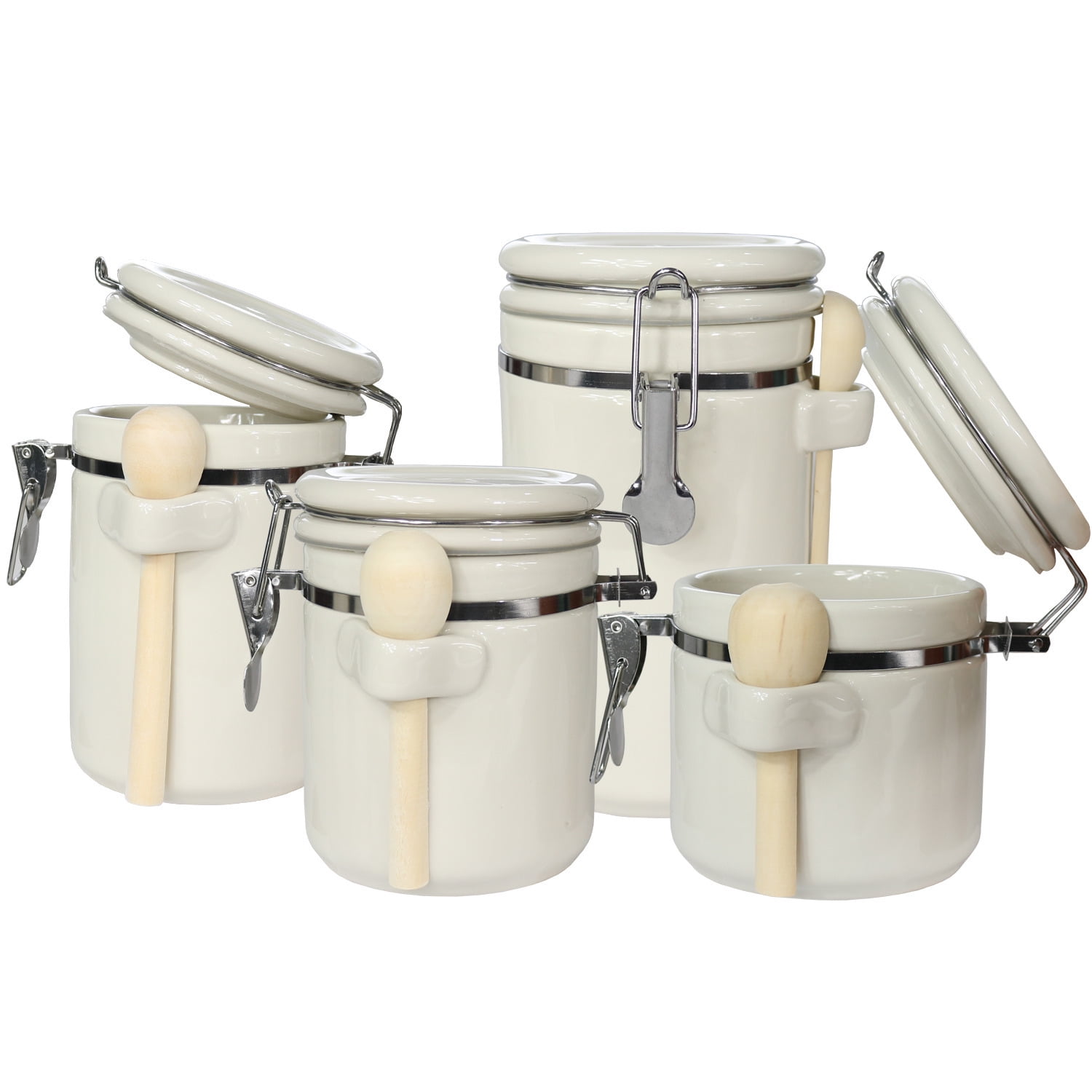 Blue Donuts 4PC Ceramic Canister Set With Spoons (Beige) - Walmart.com