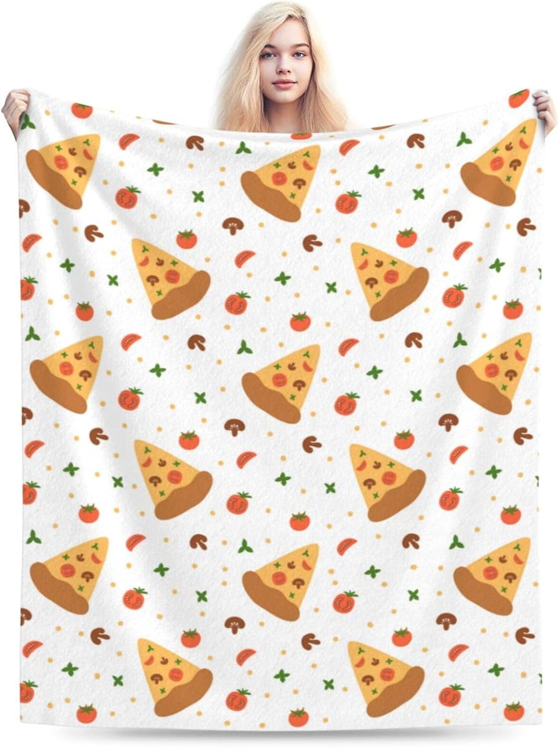 Blue Doodle Pizza Blanket, Soft Lightweight Fluffy Funny Pizza Flannel ...