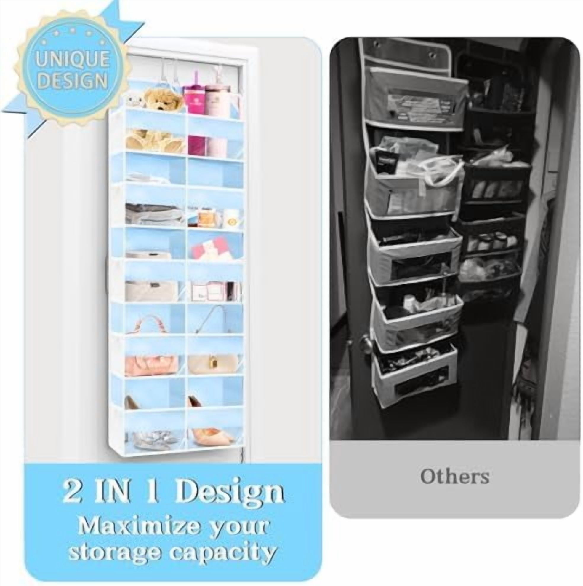 Blue Over the Door Organizer 5 Tiers, Extra Large Behind Door Storage ...
