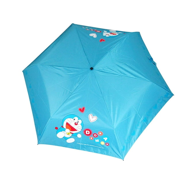 Doraemon Anime Light Blue Retractable Umbrella with Heart Sequence ...