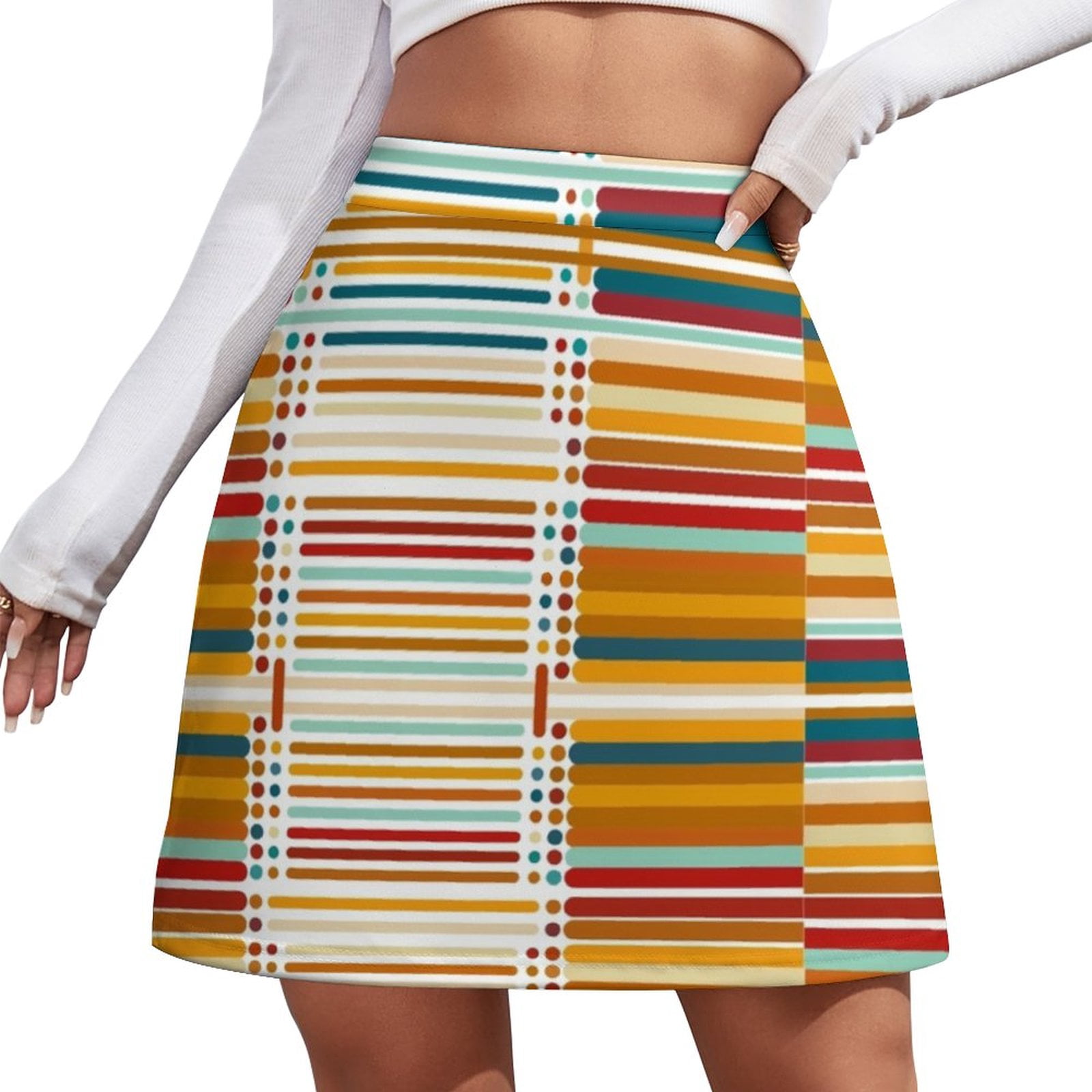 Blue Dots And Stripes Skirt Modern Art Modern Mini Skirts Summer High ...