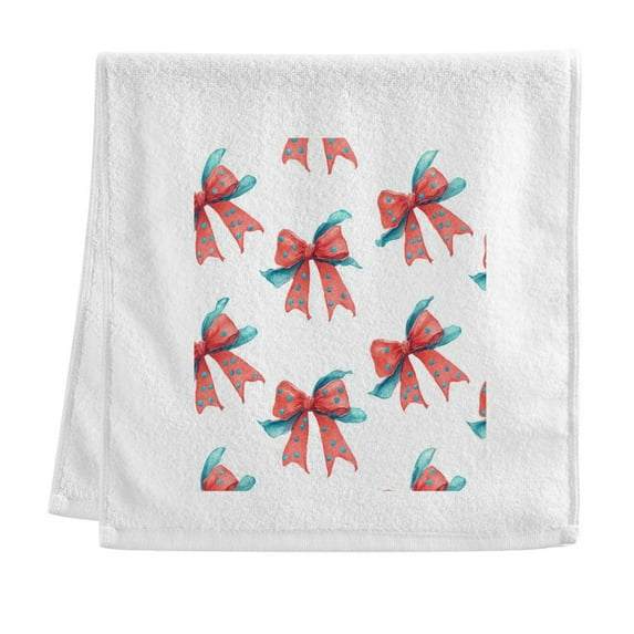 Blue Dots on Pink Bows Watercolor Pure Cotton Towels Bath Towel Quick ...