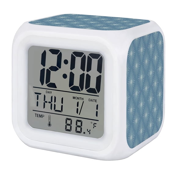Blue Dotted Lines Digital Alarm Clock for Bedrooms, Smart LED Alarm ...
