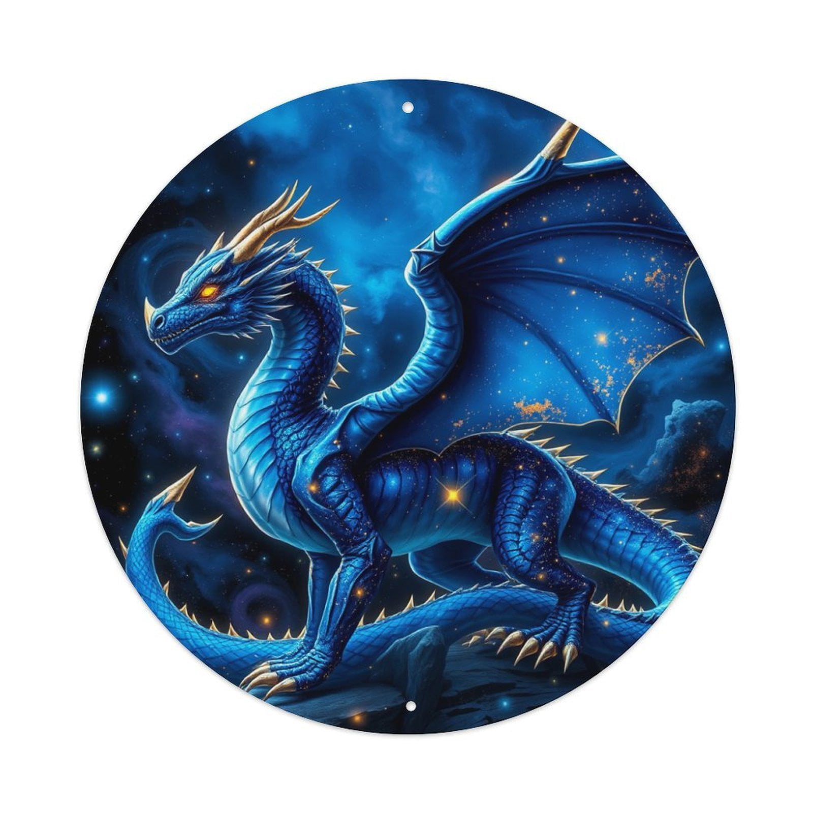 Blue Dragon Cosmic Wings7.9x7.9in Round Aluminum Plaque Wall Art, UV ...