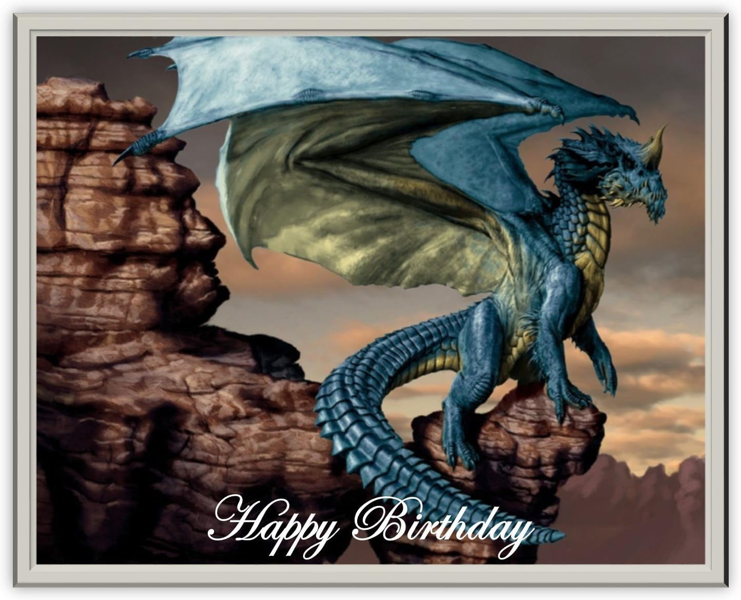 Blue Dragon Edible Cake Topper image for 1/4 sheet cake with - Walmart.com