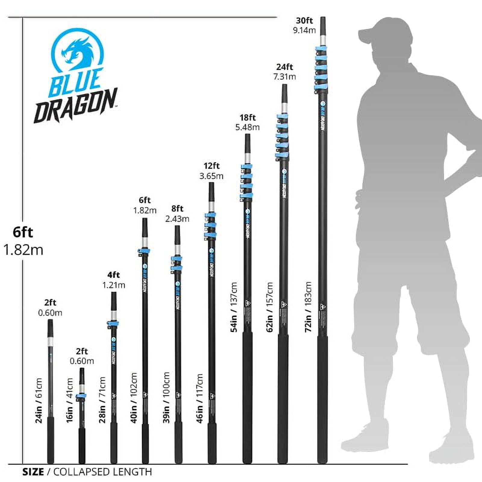 Blue Dragon Extension Poles Aluminum (30ft/9.15m) - Walmart.com